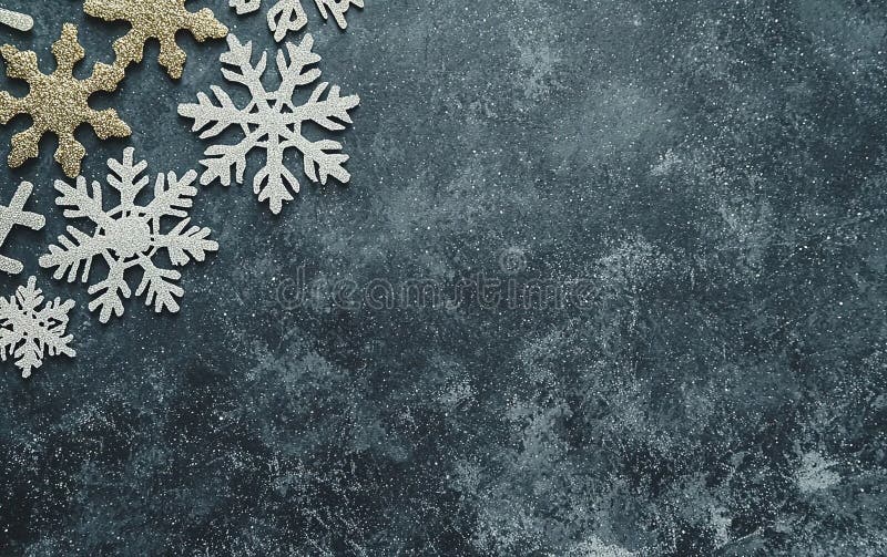 Decorative Snowflakes Arranged Artistically on a Dark Textured Surface ...