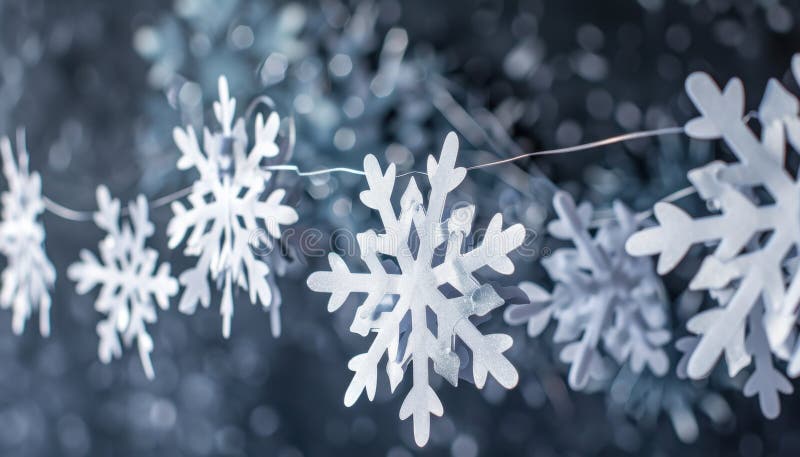 Decorative Snowflakes Hanging on a String in a Soft-focus Winter ...