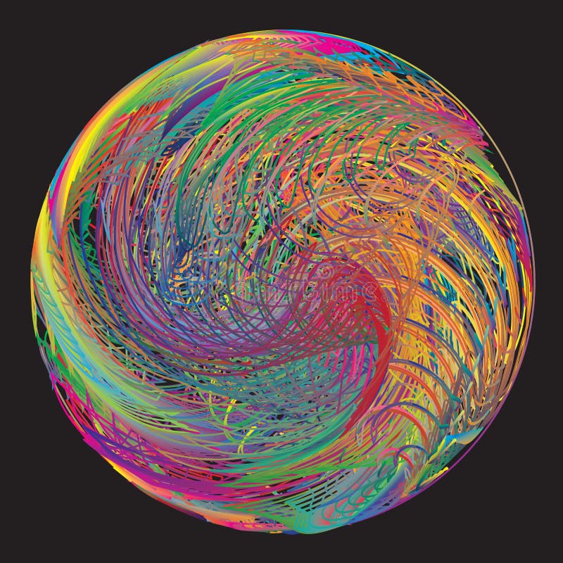 Decorative Sphere. Abstract Round Spiral Striped Design Element Stock ...