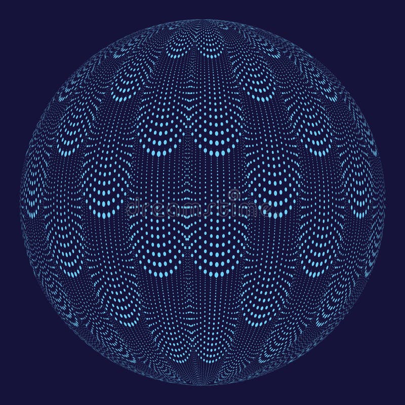 Decorative Sphere. Abstract Round Wavy Dotted Design Element Stock ...