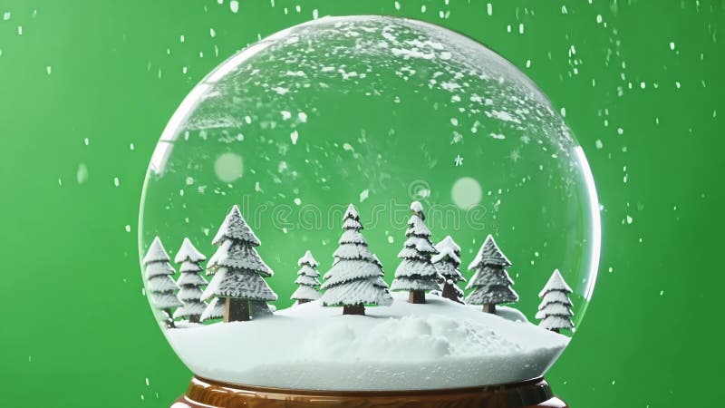 A Decorative Sphere with Snow Gently Falling Inside. Green Screen ...