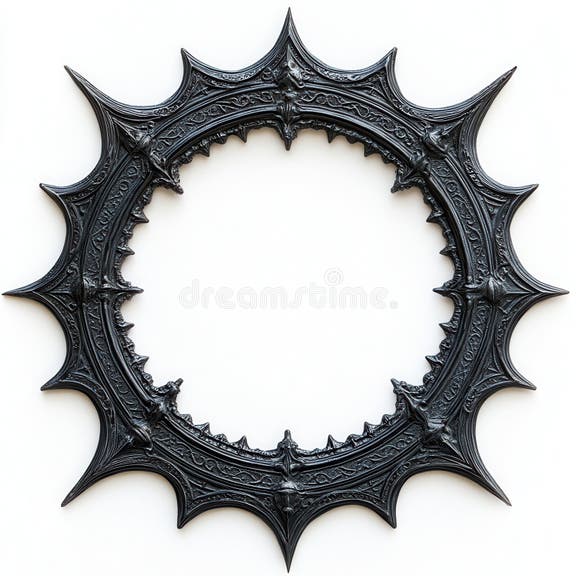 A Decorative, Spiked Black Circular Frame with Intricate Designs Stock ...