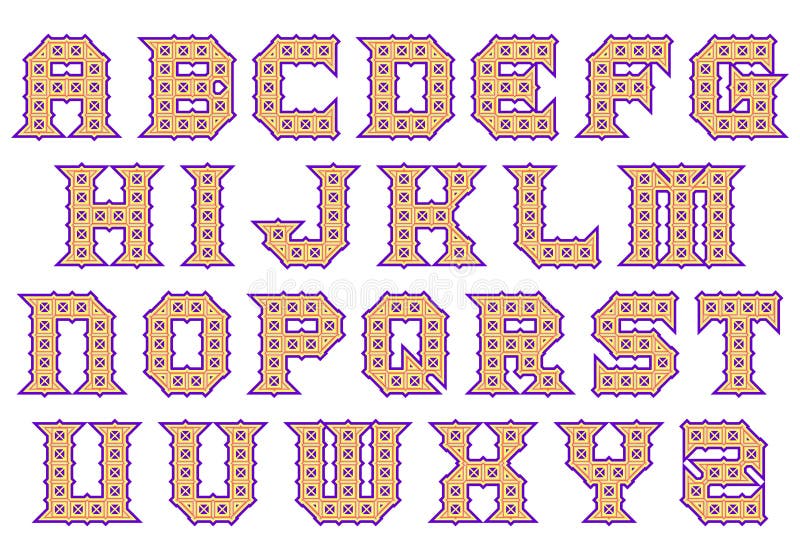 Decorative Spiky Font.Custom Vector Alphabet. Stock Illustration ...