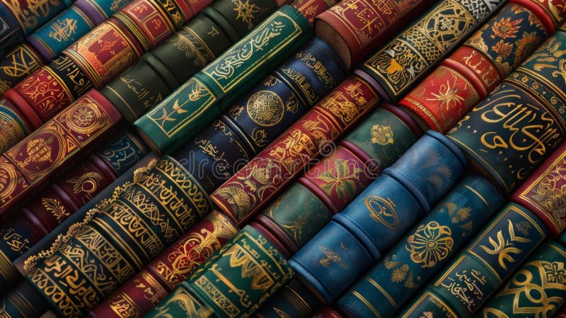 Decorative Spines of Religious Texts from Around the World Stock Photo ...