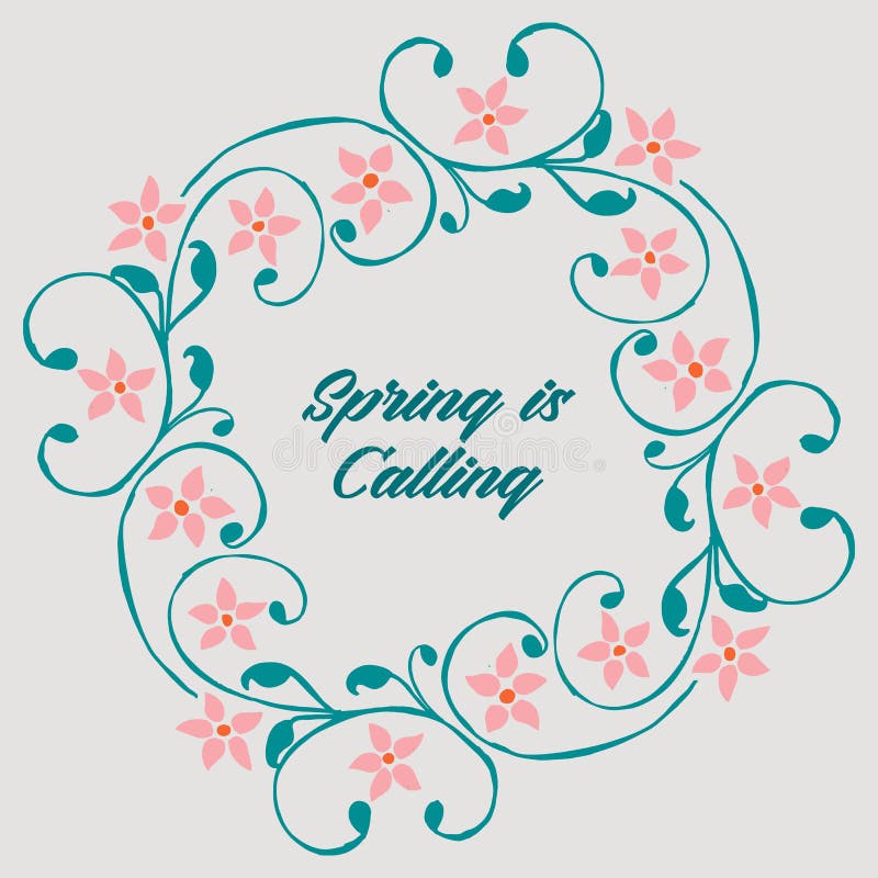 Decorative of Spring Calling Greeting Card, with Leaf and Floral ...