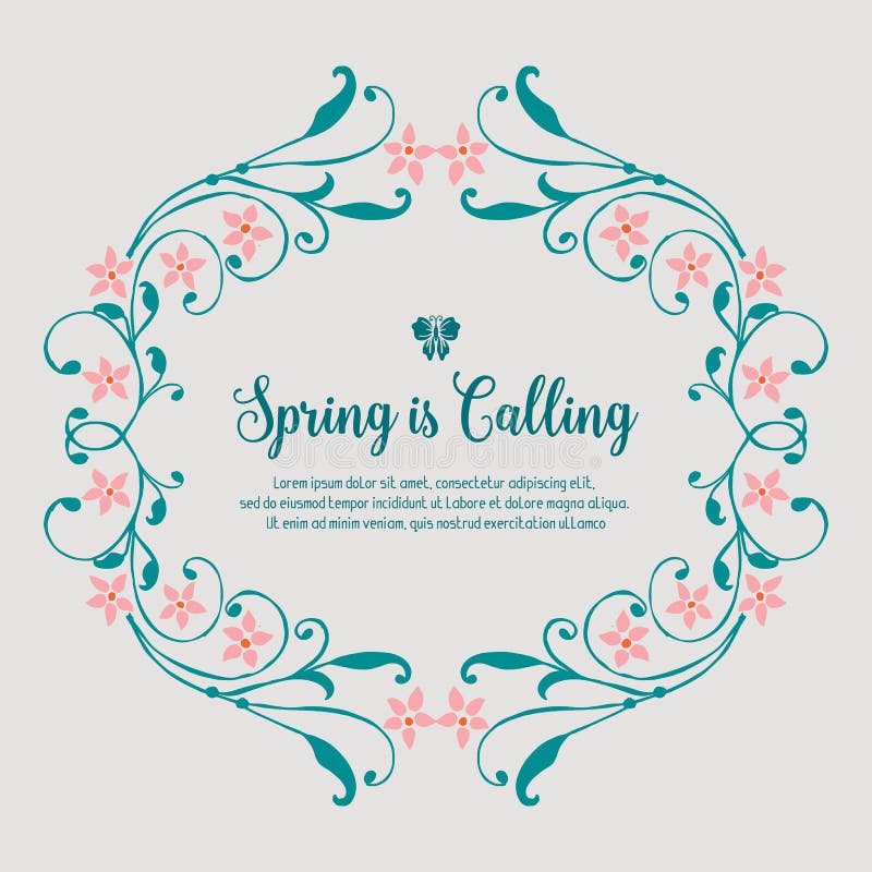 Decorative of Spring Calling Greeting Card, with Leaf and Floral ...