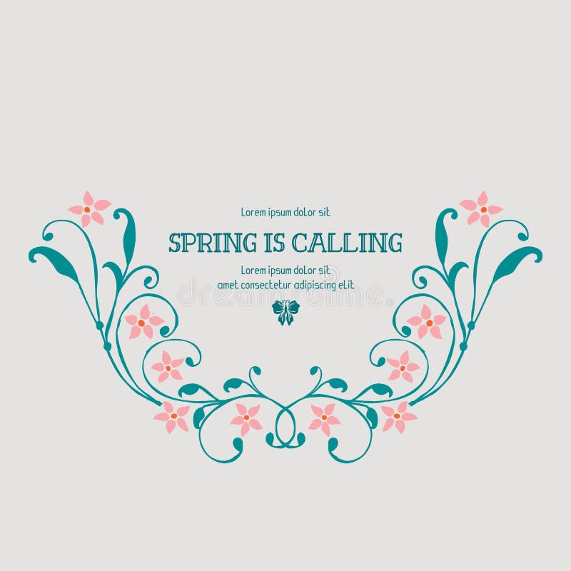 Decorative of Spring Calling Greeting Card, with Leaf and Floral ...