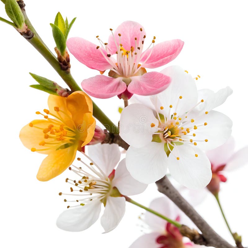 Spring Flowers Frame Isolated on White Background Stock Photo - Image ...