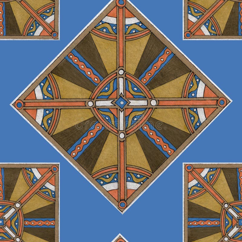 Decorative Square Drawing in Color Pencils for Decoration. Stock ...