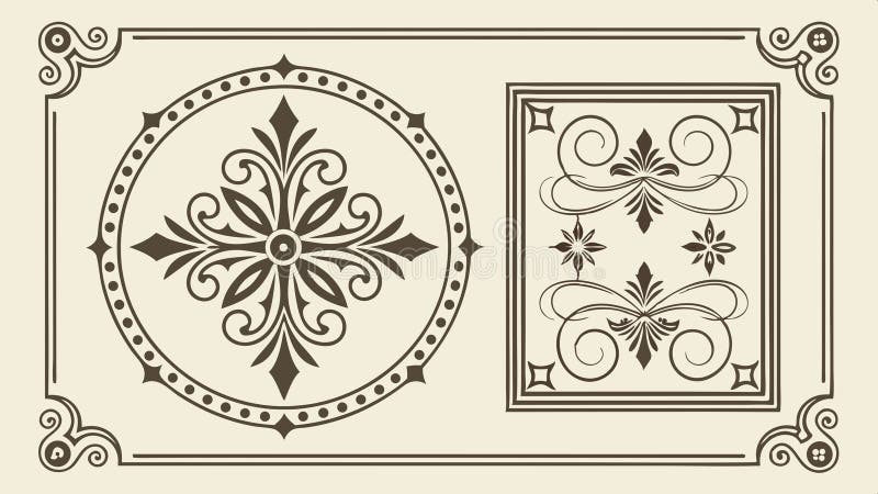 Decorative Square Frame Element with Intricate Internal Floral Patterns ...