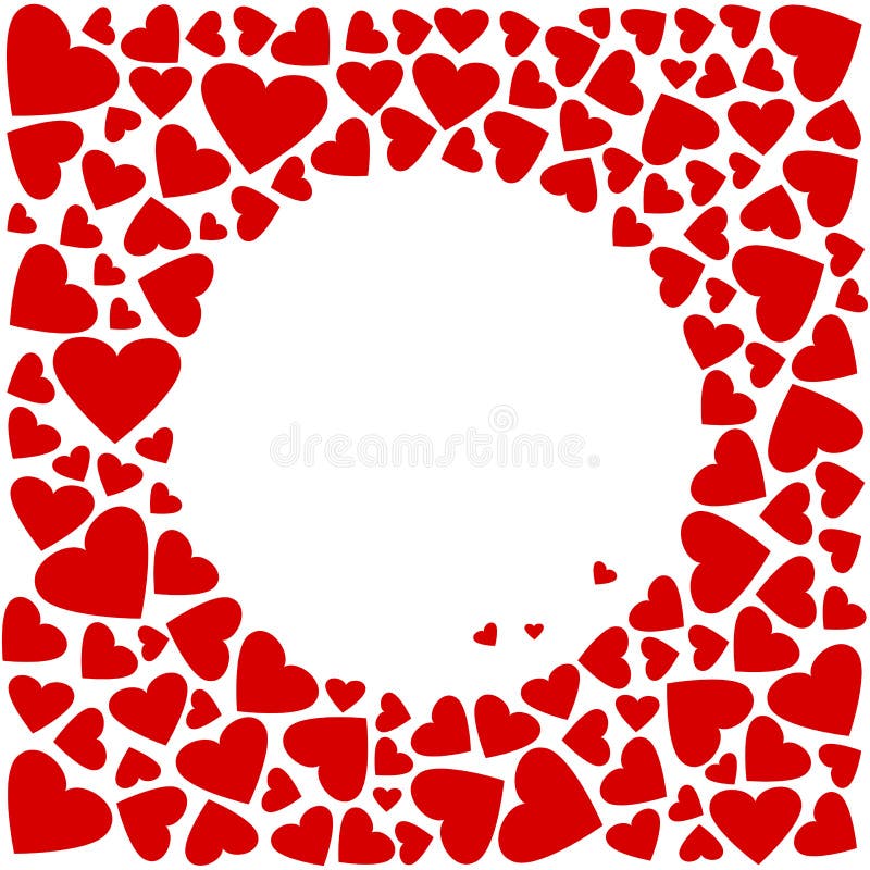 Decorative Square Frame with Red Hearts. Vector Illustration Stock ...
