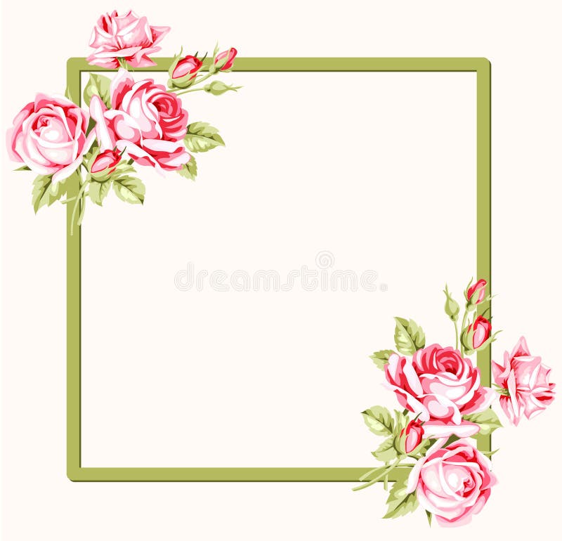 Decorative Square Frame with Vintage Roses. Vector Illustration Stock ...