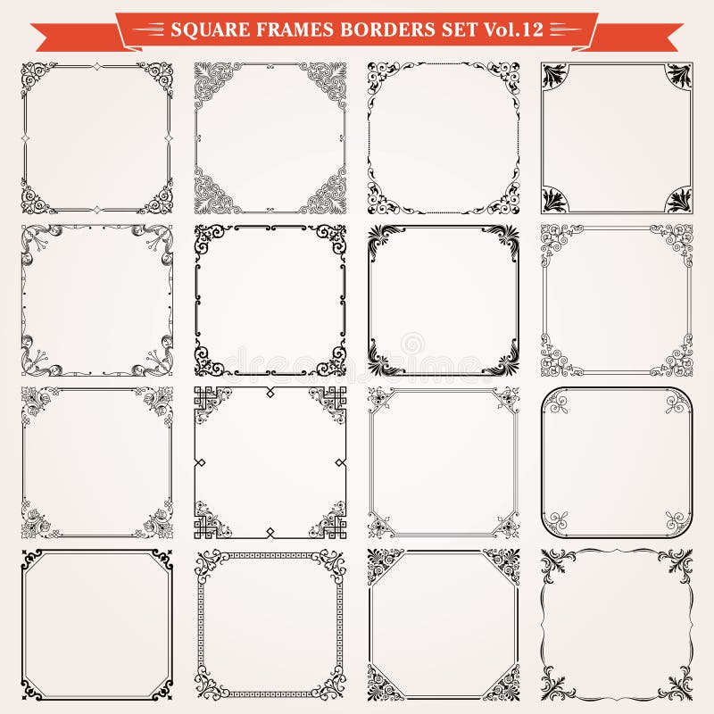 Decorative Square Frames and Borders Stock Vector - Illustration of ...