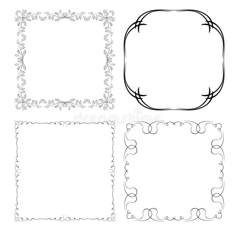 Decorative Square Frames with Curved Ornament - Vector Stock Vector ...
