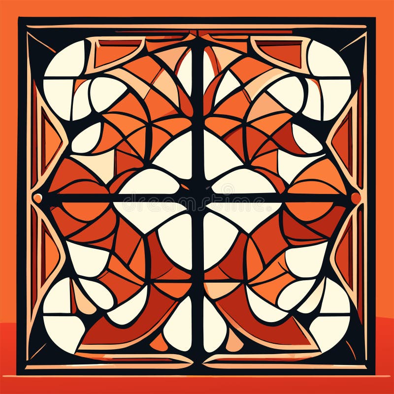 Decorative Stained Glass Window with Abstract Geometric Pattern. Vector ...