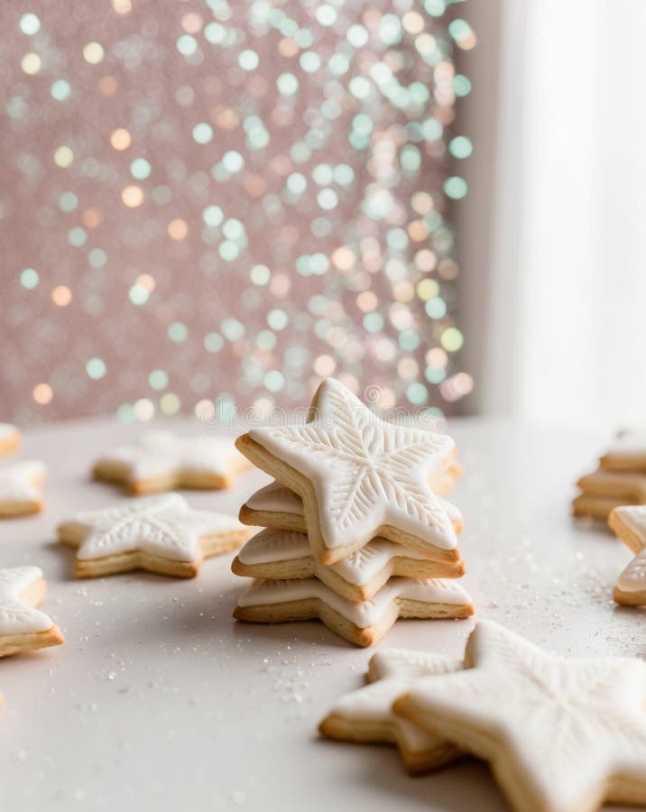 Decorative Star Cookies with Glittery Background. Stock Image - Image ...