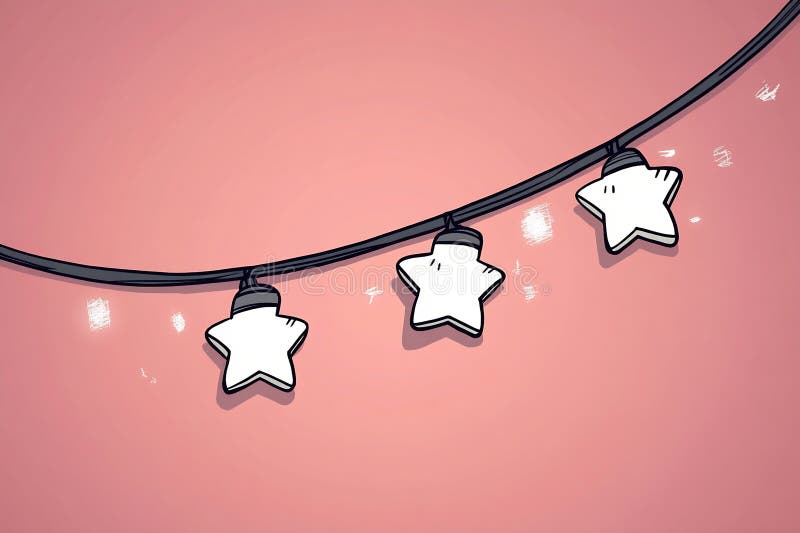Decorative Star String Lights Hanging on a Pink Background during a ...