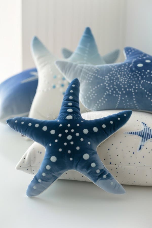 Decorative Starfish Pillows in Nautical Themed Room Interior Decor ...