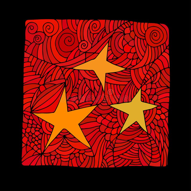 Decorative Stars in Square Doodle Stock Vector - Illustration of indian ...