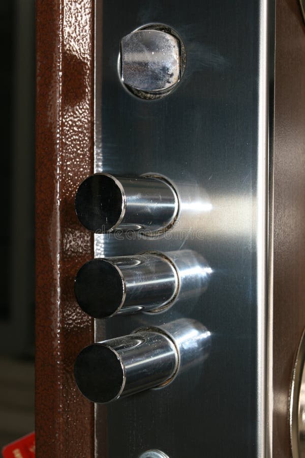 Decorative Steel Door Lock System Stock Image - Image of system, wooden ...