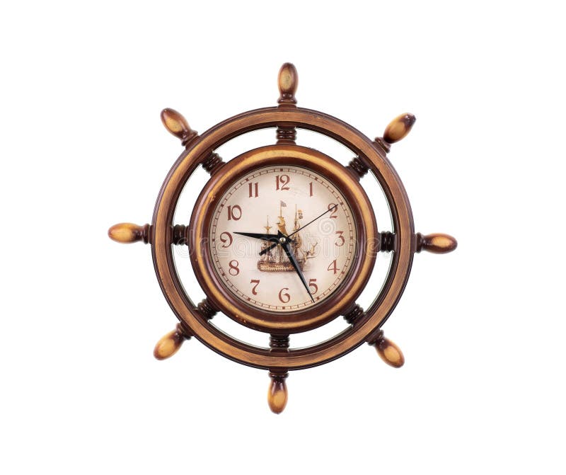 Decorative Steering Wheel with Clock Stock Photo - Image of ...