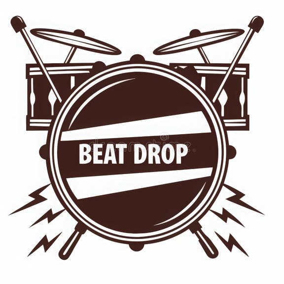 Drum Set Sticker with Stylized Drumsticks and Rhythm Stock Illustration ...