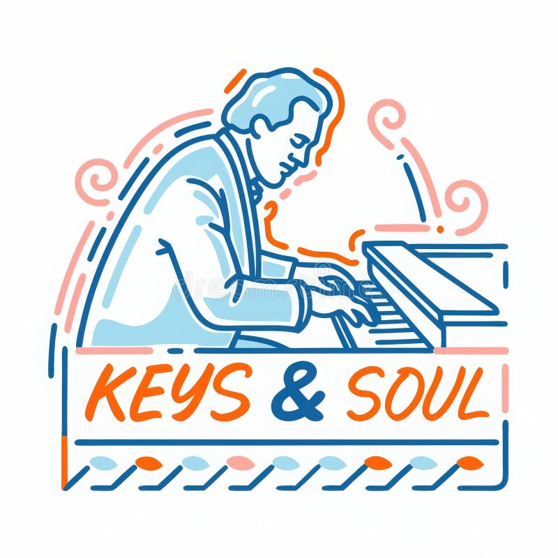 Classic Jazz Pianist Sticker with Melodic Keyboard Theme Stock ...