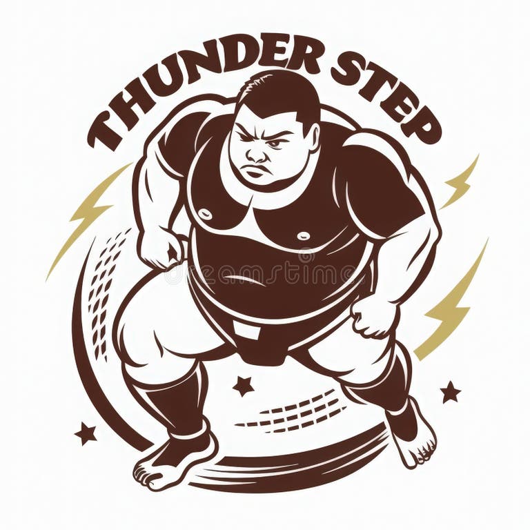 Dynamic Sumo Wrestler Sticker with Exaggerated Power Stock Illustration ...