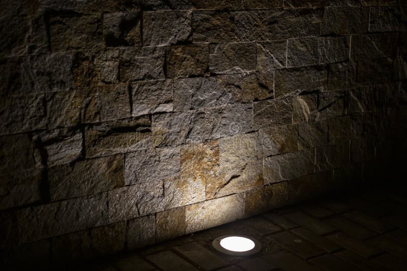 Decorative Stone Bricks Illuminated with Sidewalk Floor Lights ...