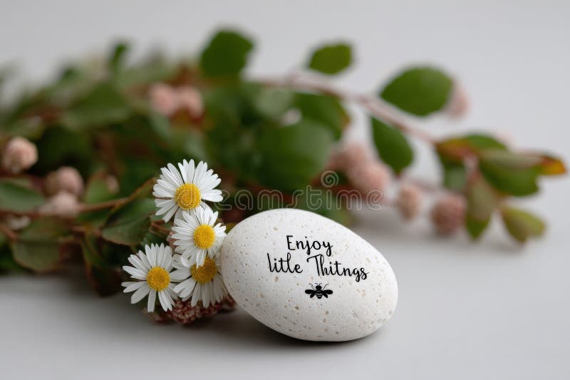 Decorative Stone Featuring a Cute Bee and Cheerful Message among ...