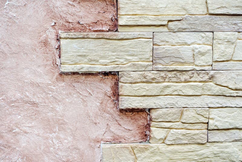 Decorative Stone Made of Gypsum Material. Sample Wall Cladding in Beige ...