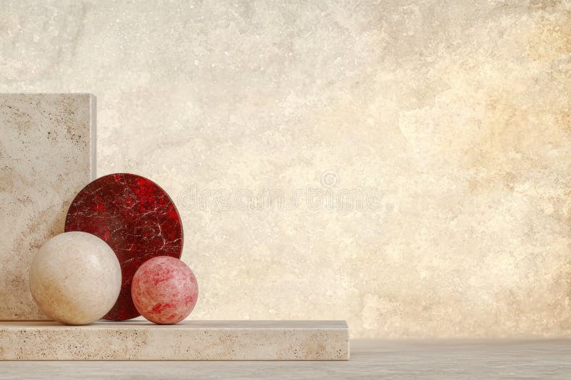 Decorative Stone Spheres on a Marble Shelf Stock Illustration ...