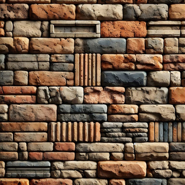 Decorative Stone Wall Cladding with Various Bricks Creating Beautiful Patterns Stock ...