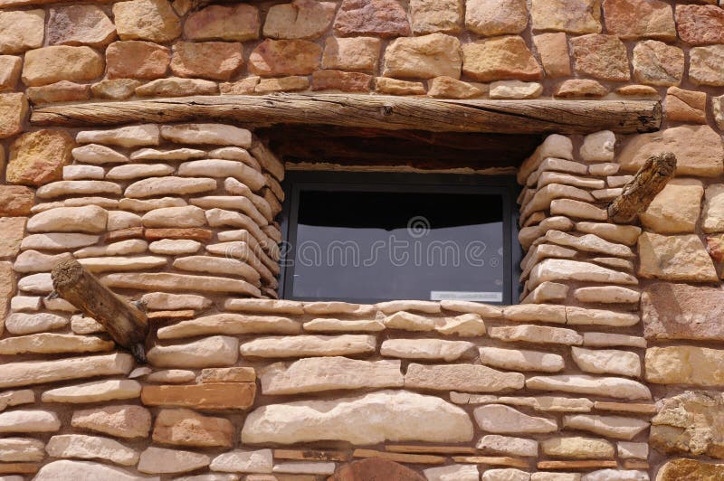 Decorative Stone Wall with Window Stock Image - Image of exterior ...