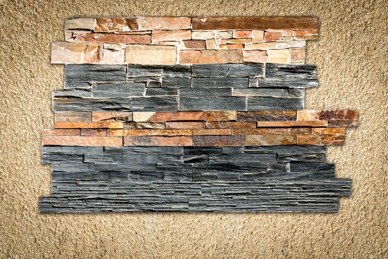 Decorative Stones on the Plastered Wall Stock Illustration ...