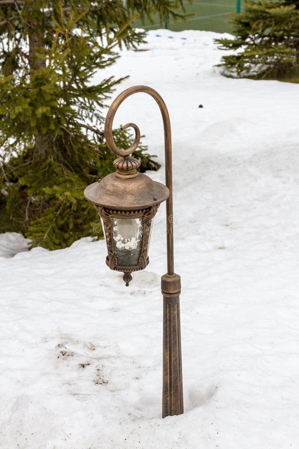 Decorative Street Lamp in the Snow Stock Image - Image of beauty, frost ...