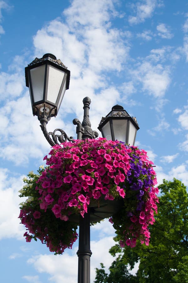 Decorative street light stock image. Image of bulb, pile - 67663371