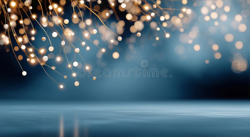 Decorative String Lights Illuminate a Serene Space with a Soft Blue ...