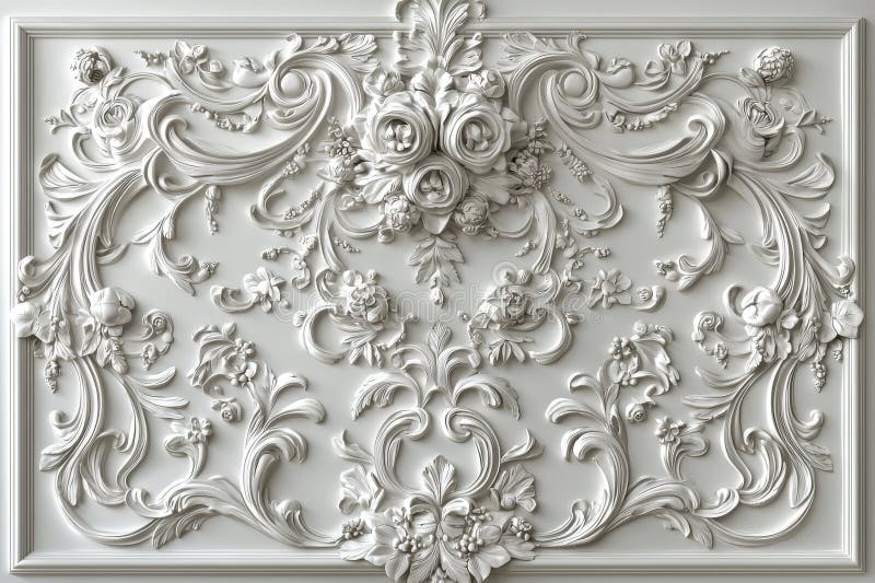 Decorative Stucco Mouldings and White Wall Design with Rococo Elements ...