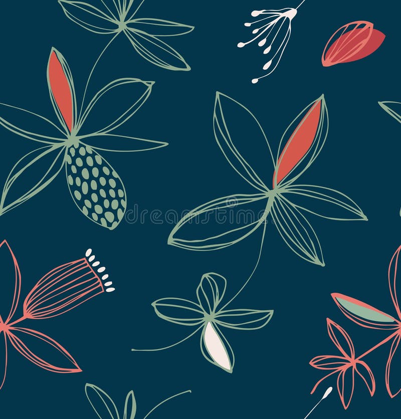 Decorative Stylish Floral Seamless Pattern. Vector Background with Cute ... Decorative Stylish Floral Seamless Pattern. Vector Background with Cute ...