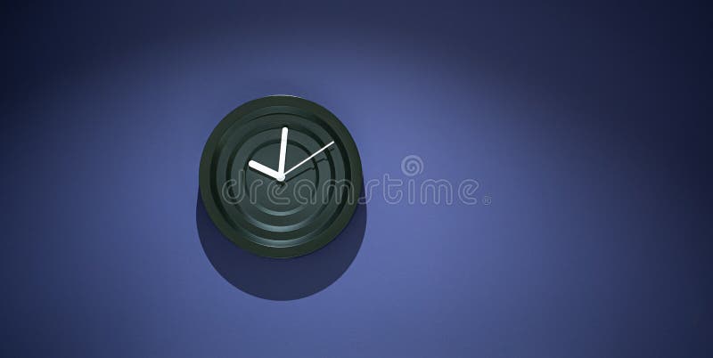 Decorative Stylish Modern Black Clock on a Blue Wall Stock Image ...