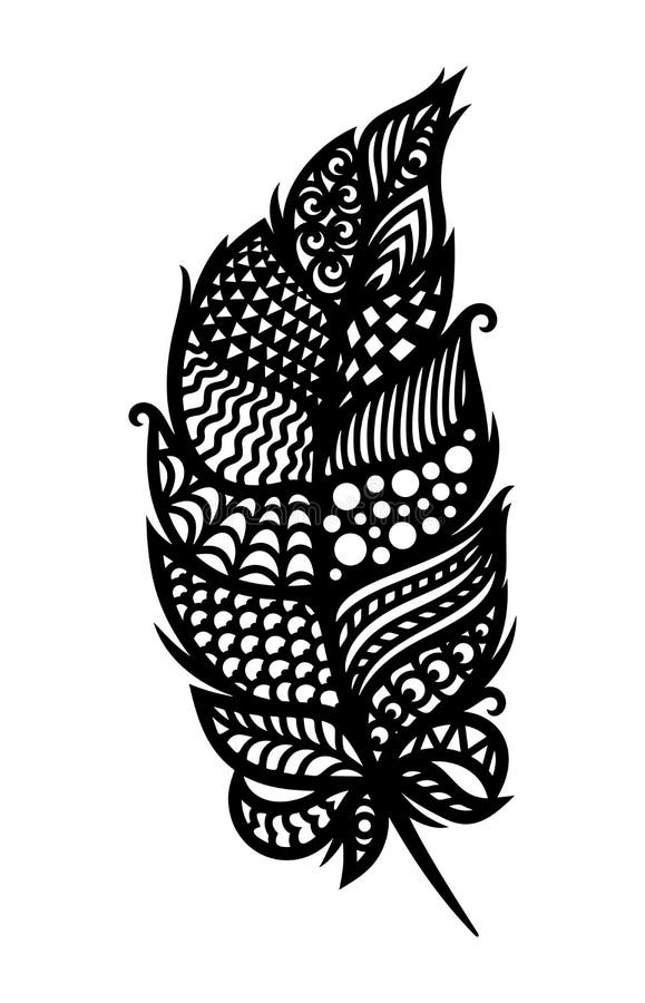 Decorative Stylized Feather, Leaf, Quill. Stock Illustration ...