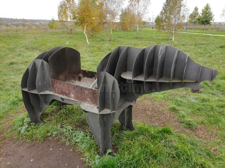 Decorative Stylized Barbecue in the Form of a Bear in the Grill Area ...
