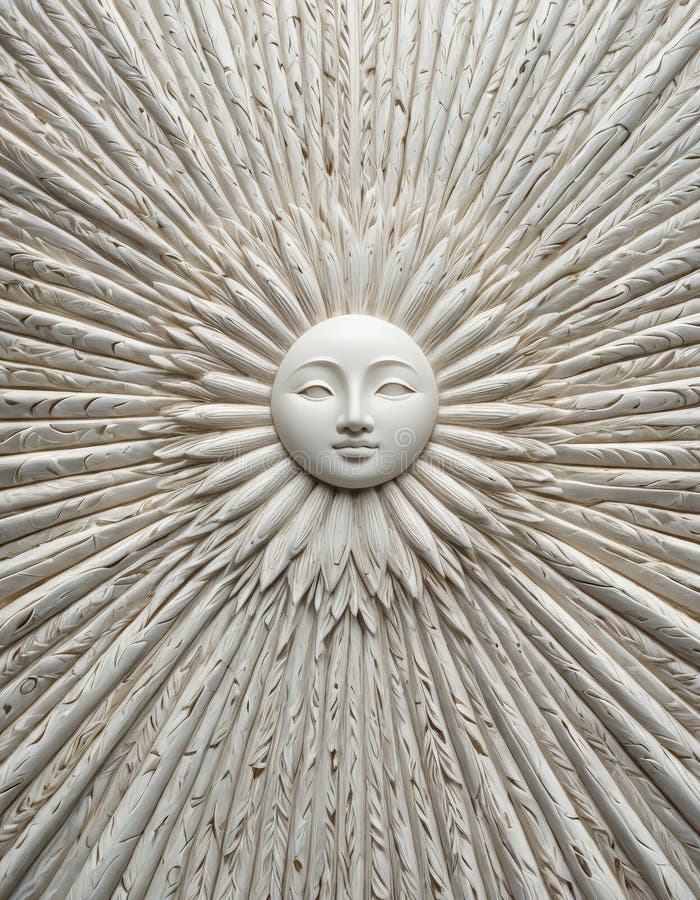 Decorative Sun with Radiating Feathers Stock Image - Image of serene ...
