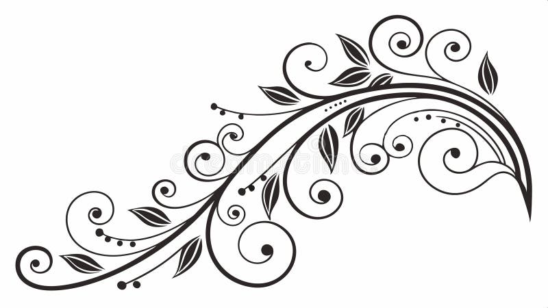 Decorative Swirling Floral Branch Design Element Illustration Vector ...