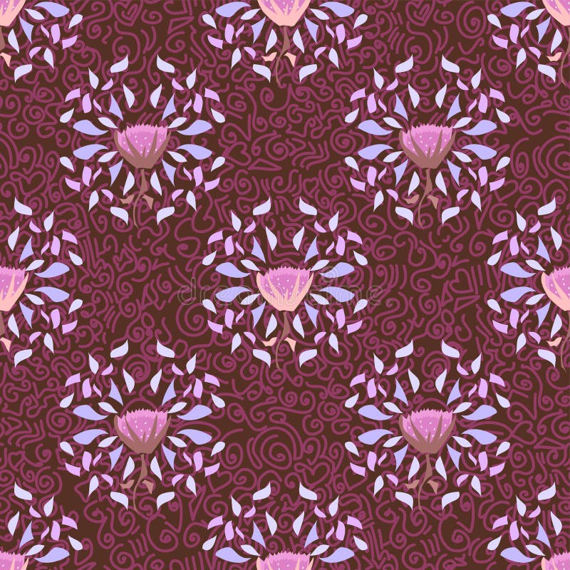 Decorative Symmetrical Abstract Repeat Pattern in Raspberry Pink and ...
