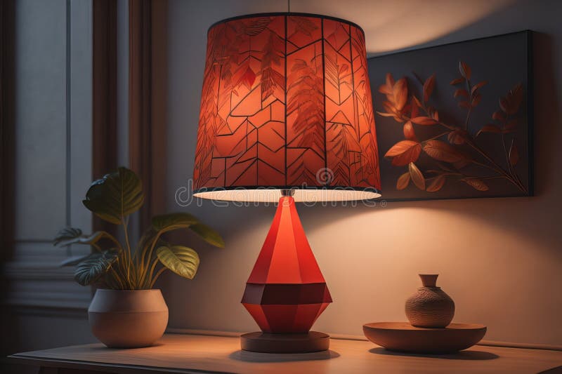 Decorative Table Lamp on Solid Color Background. Ai Generative Stock ...