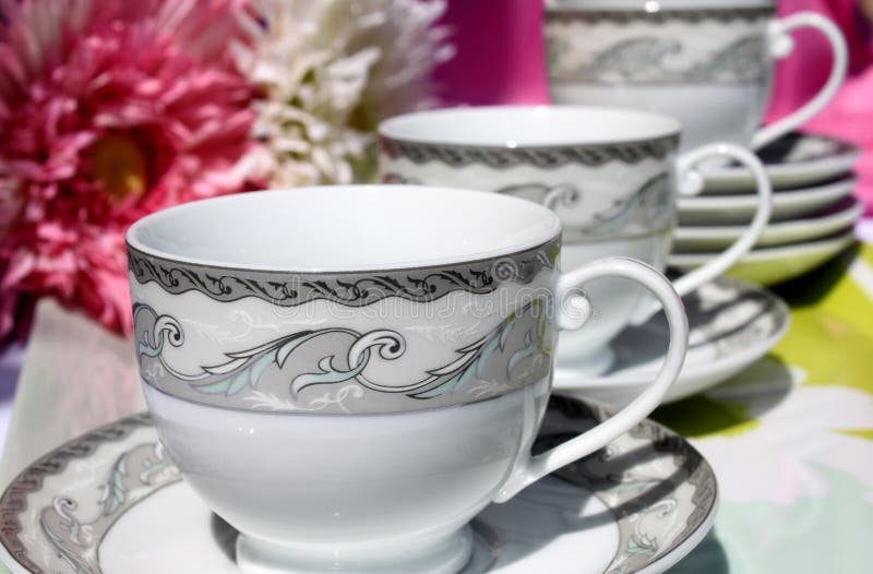 Decorative Tea and Coffee Cups Stock Image - Image of dinner, colorful ...