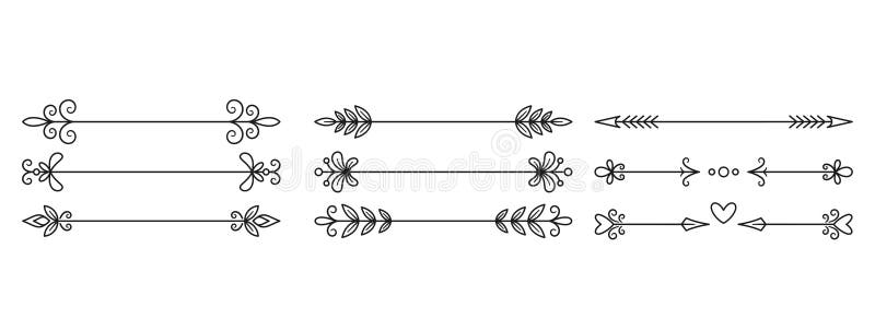 Decorative Text Dividers Isolated Vector Monochrome Set. Ornamental ...