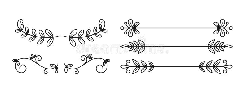 Decorative Text Dividers with Leaves and Flowers. Ornamental Vector ...
